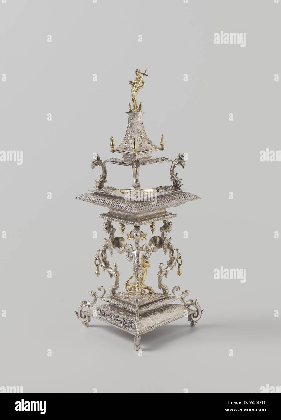 Attachment of a triangular salt vessel, crowned by the personification ...