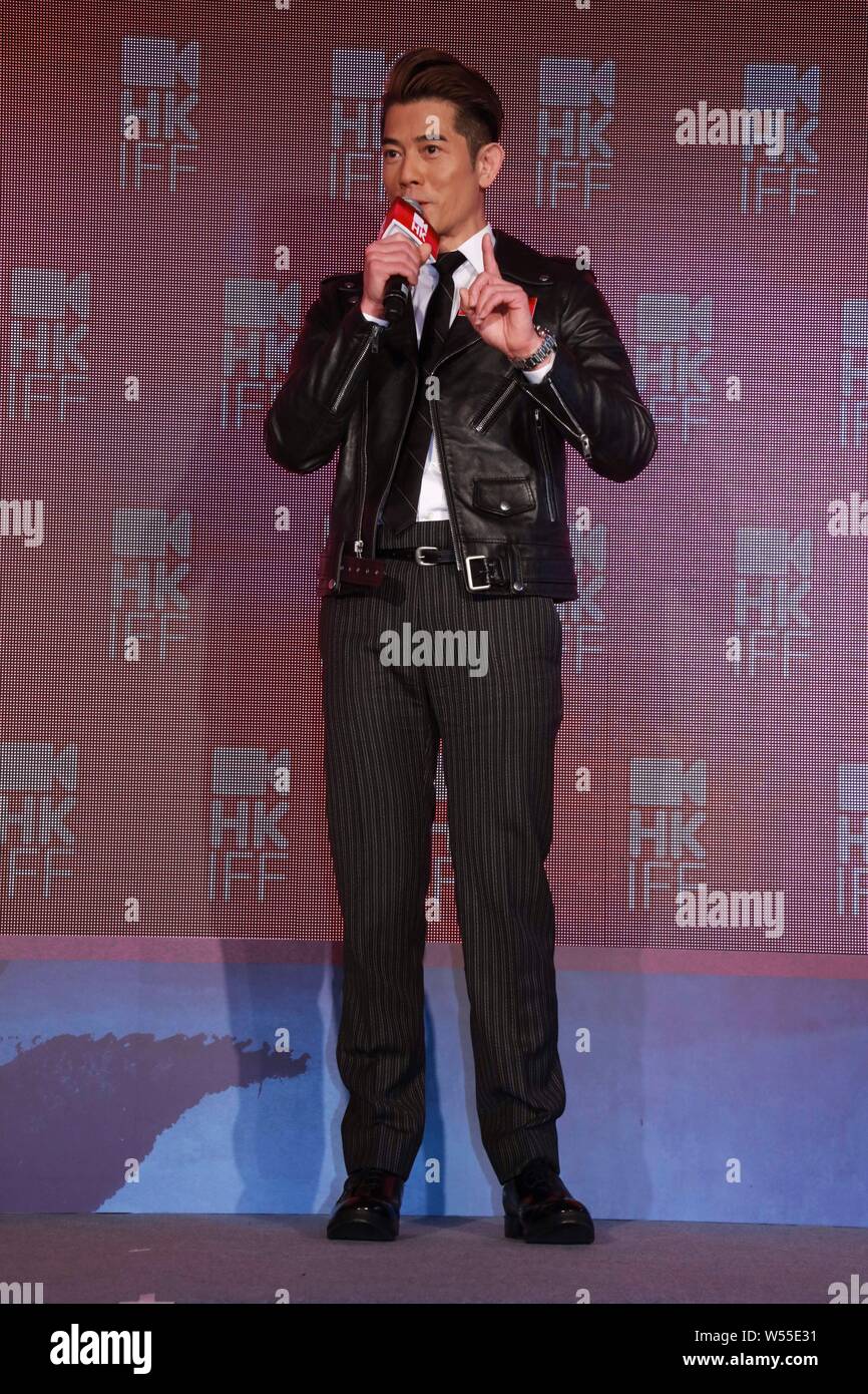 Hong Kong singer, dancer and actor Aaron Kwok attends a press conference for the 39th Hong Kong ...