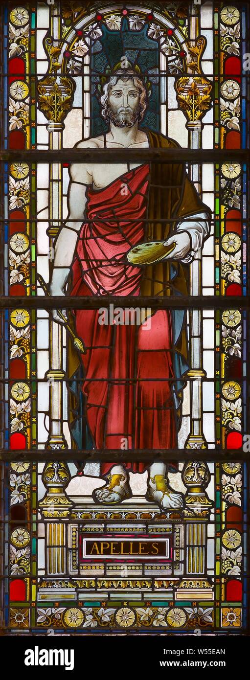 Window with representation Apelles, Window stained with Apelles as ...
