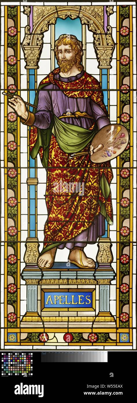 Window with representation Apelles, Window stained with Appelles as ...