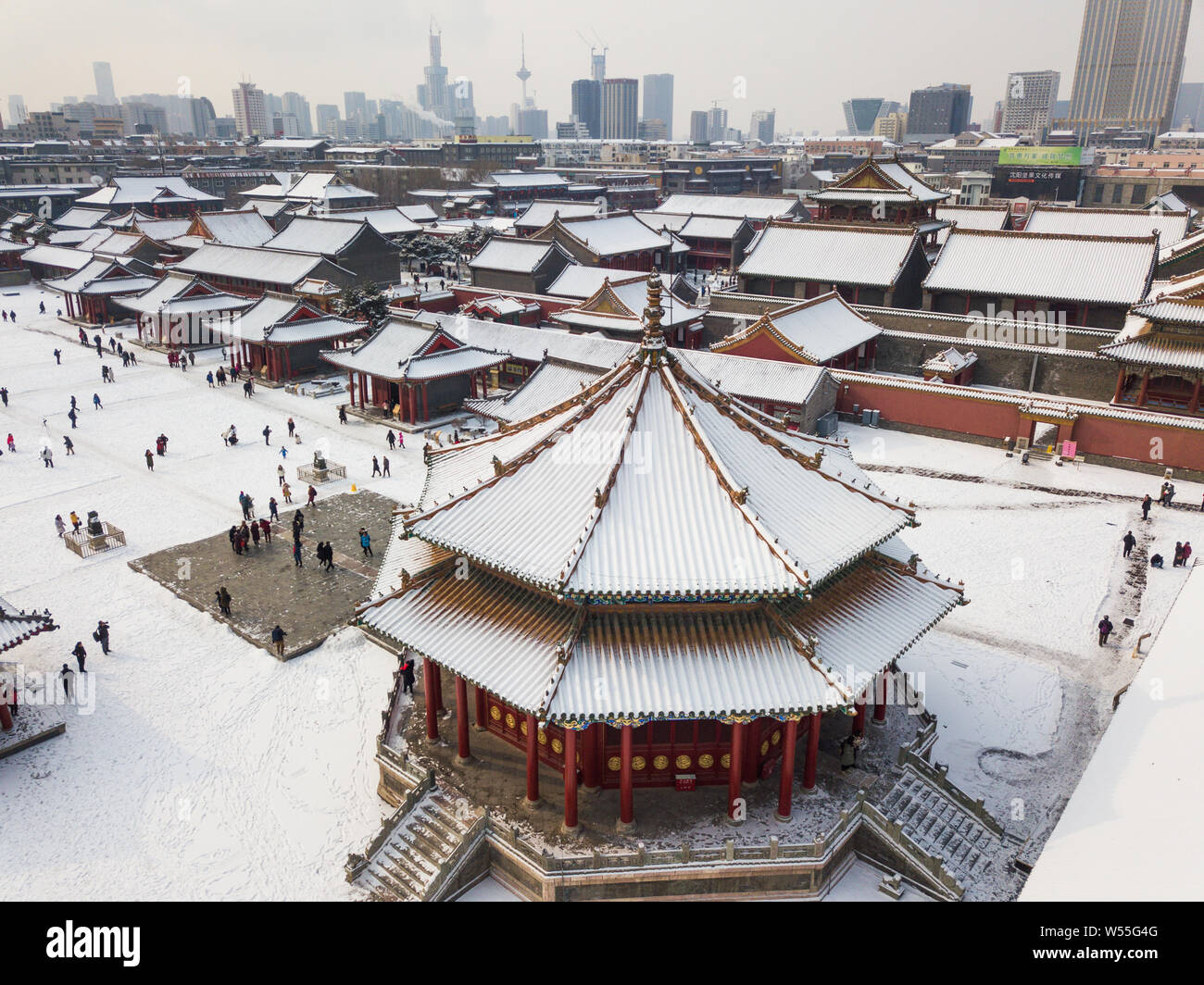 Aerial view of the Mukden Palace, also known as the Shenyang Imperial ...