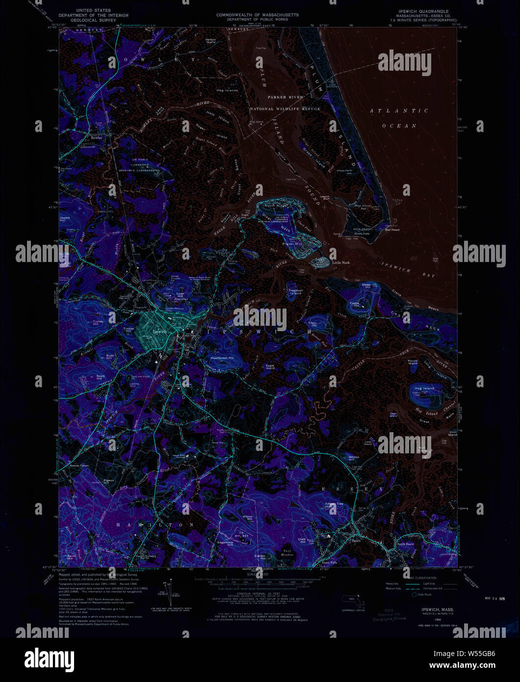 Massachusetts USGS Historical Topo Map MA Ipswich 350231 1966 24000 ...