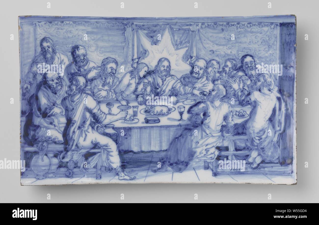 Plaque with The Last Supper The Last Supper, Plate of Delftware with a ...