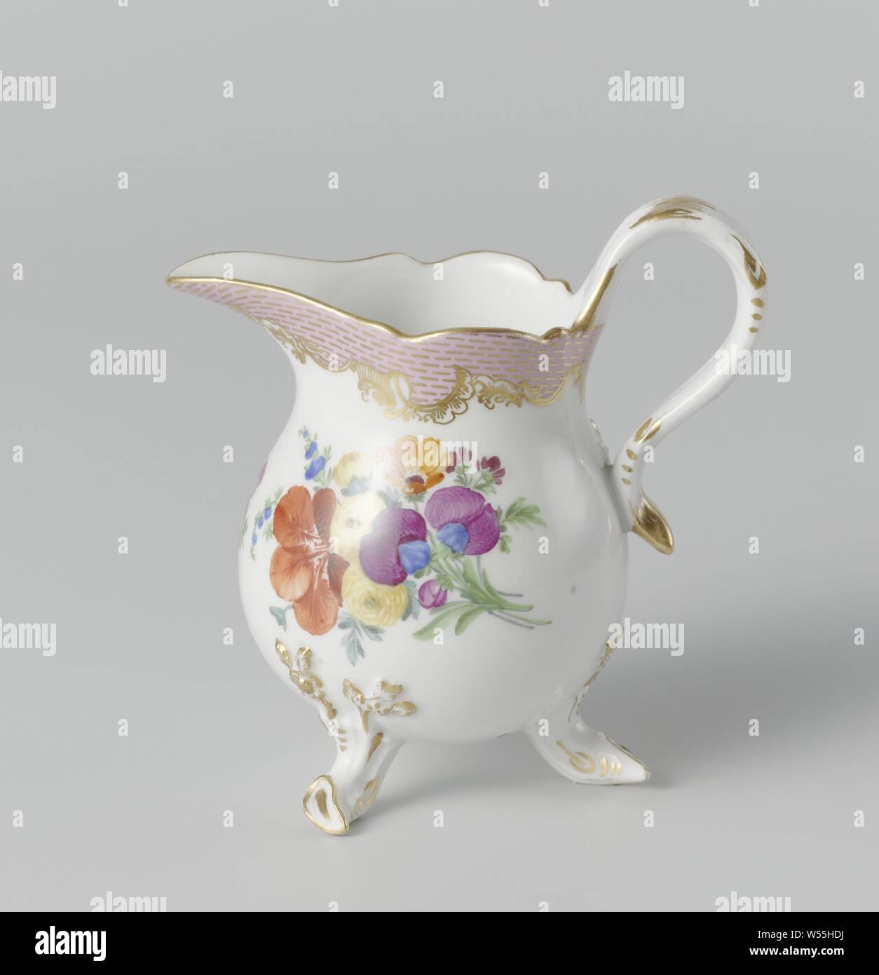 Milk jug, multicolored painted with flower bouquets, Pear-shaped milk ...