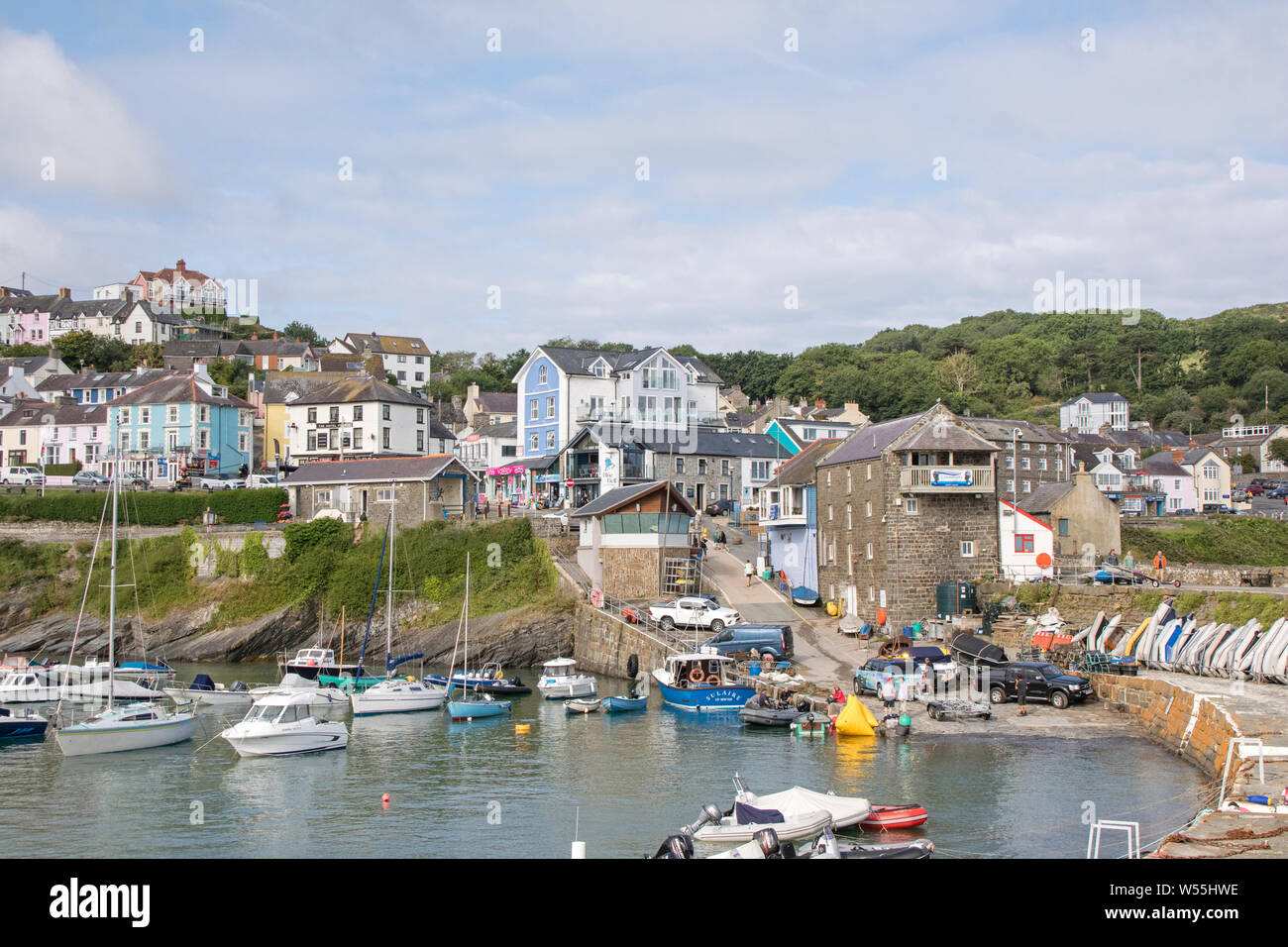 The popular Welsh coastal town and harbour of New Quay, Wales, UK Stock ...