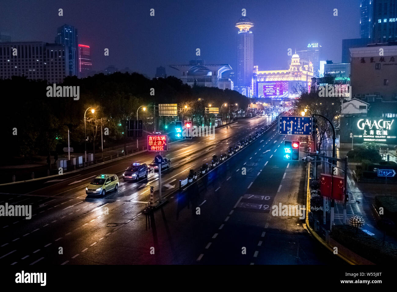 View of an almost empty street during the Chinese Lunar New Year ...