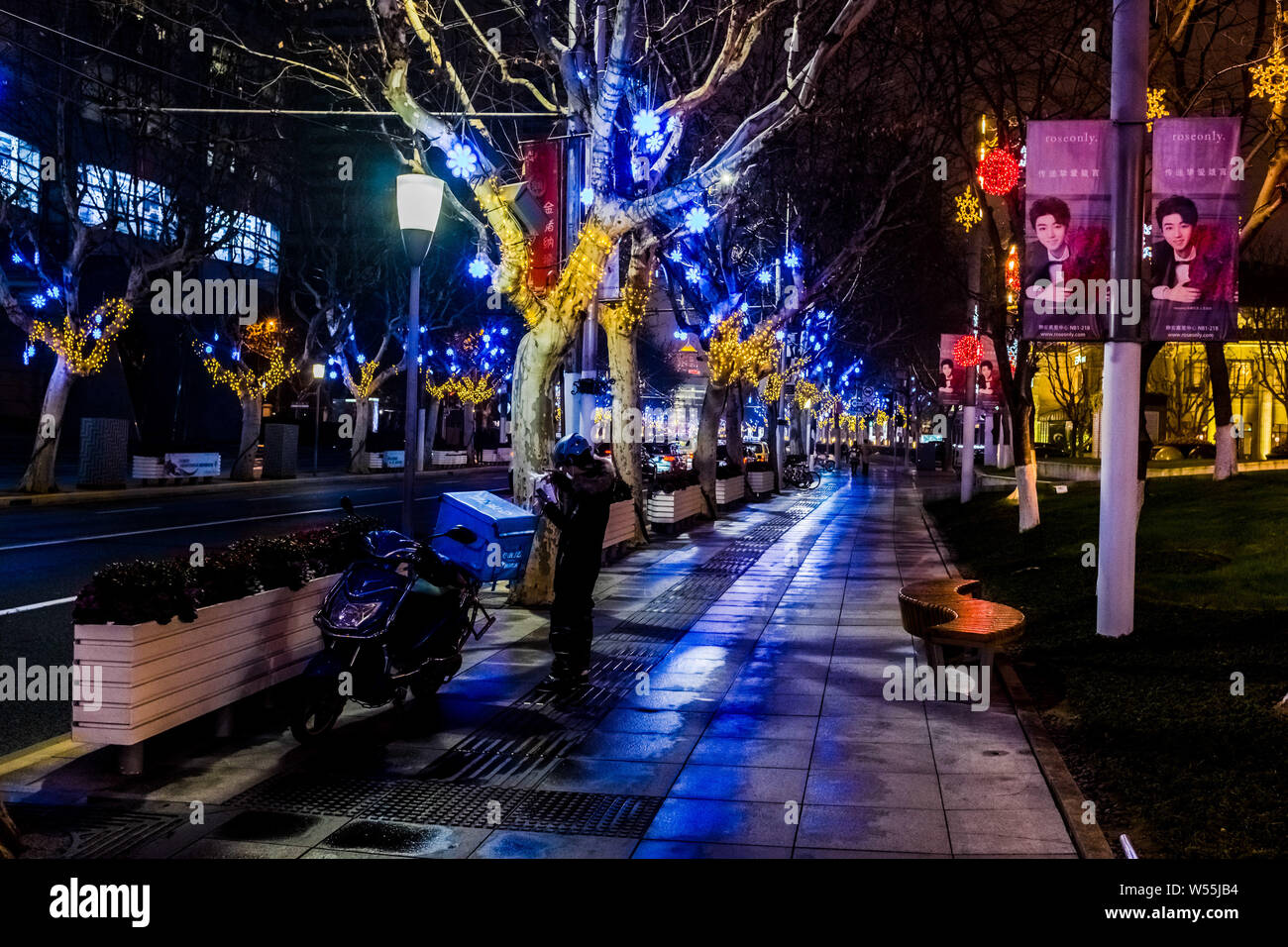 View of an almost empty street during the Chinese Lunar New Year ...