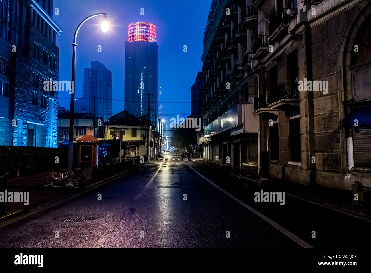 View of an almost empty street during the Chinese Lunar New Year ...