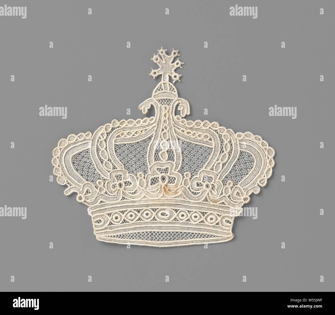 Design of needle lace with a motif of a crown, Design of natural ...