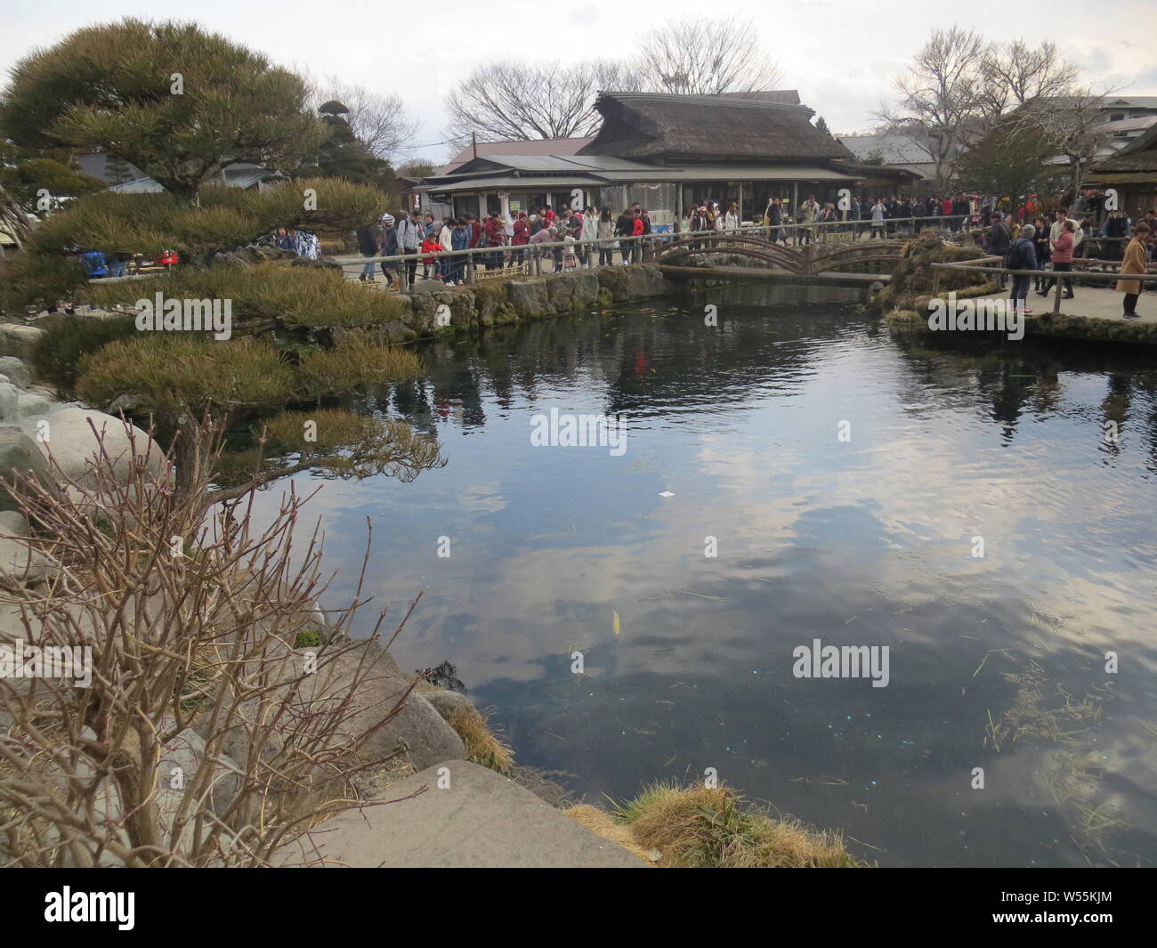 Scenery of the Oshino Hakkai Springs near Mount Fuji in Shibokusa, Yamanashi Prefecture, Japan ...