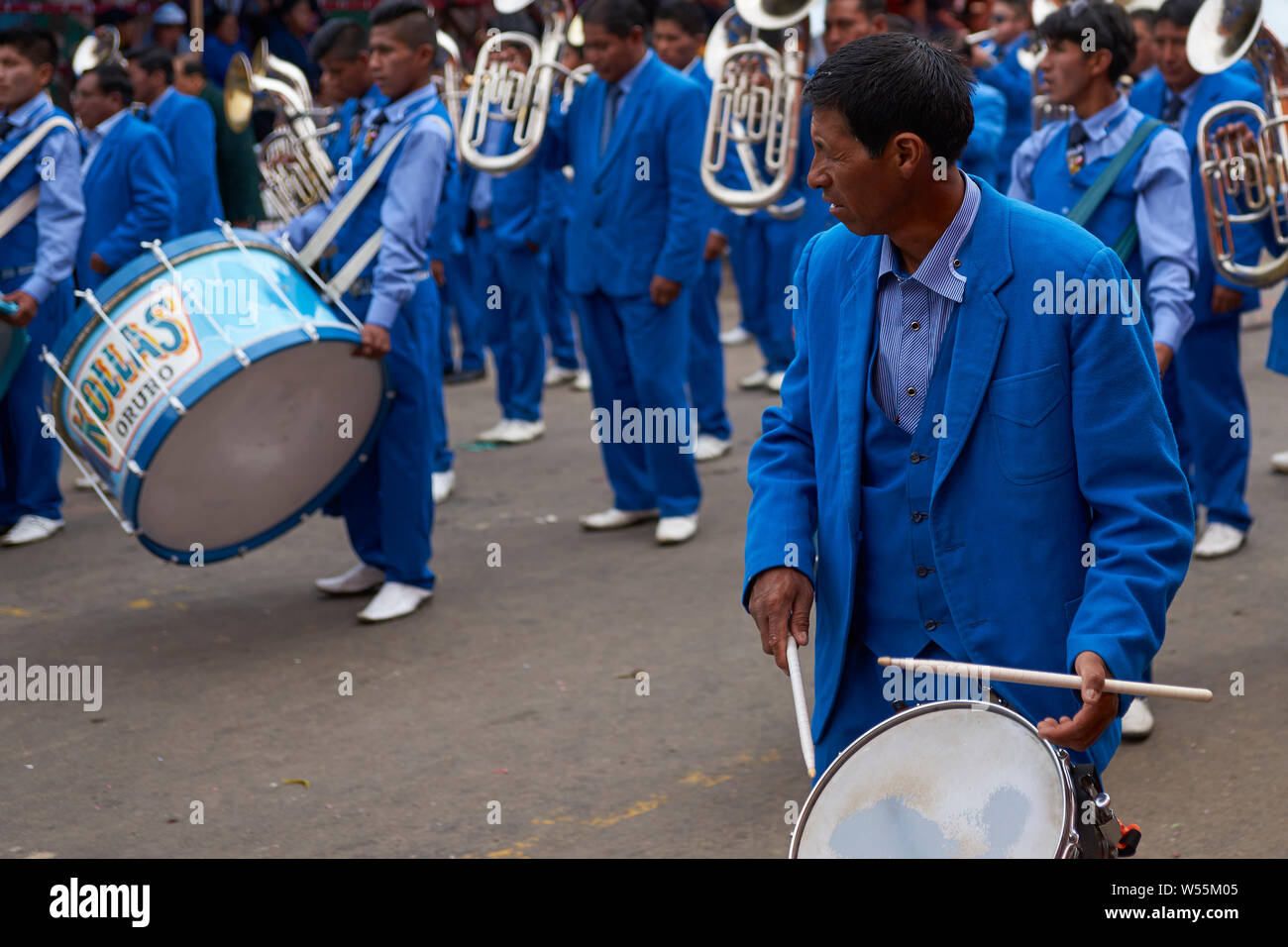 Band performing at the annual Oruro Carnival. The event is designated ...