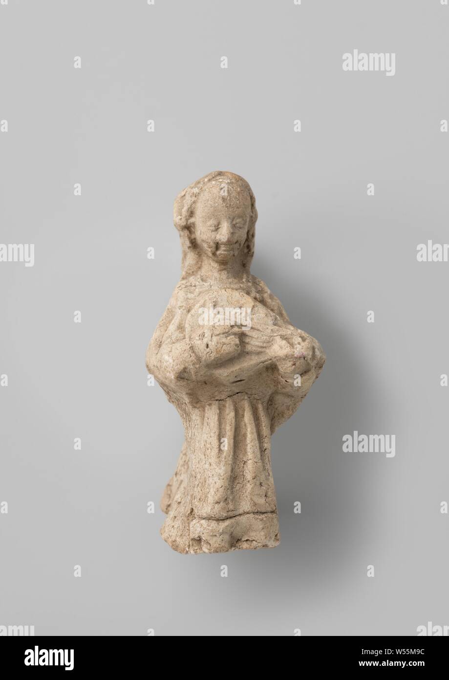 Angel playing a lute, Nederlanden, 1450 - 1500, pipe clay, h 5.9 cm × w ...