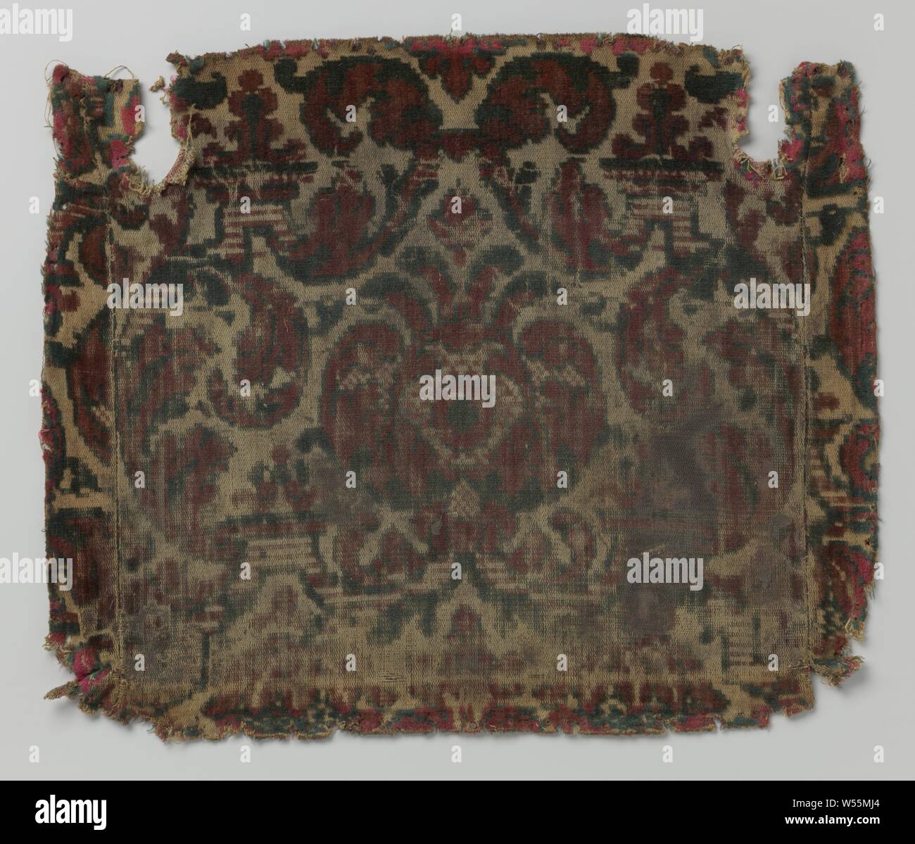 Fragment shaved velvet, Fragment velvet with pattern of acanthus leaves ...