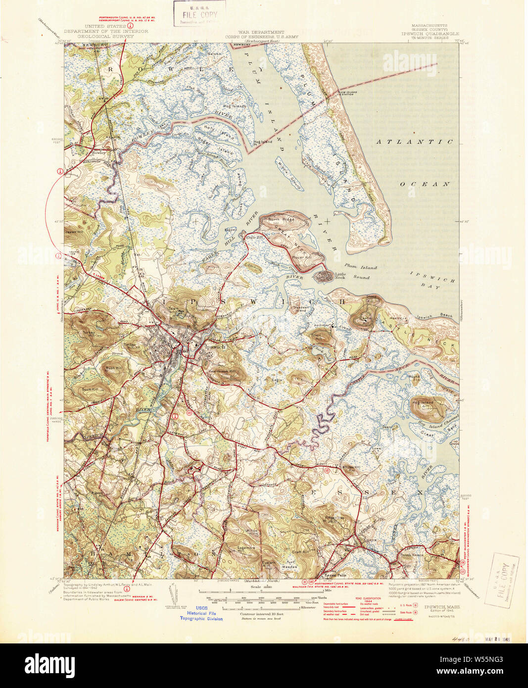 Massachusetts USGS Historical Topo Map MA Ipswich 351818 1945 31680 ...
