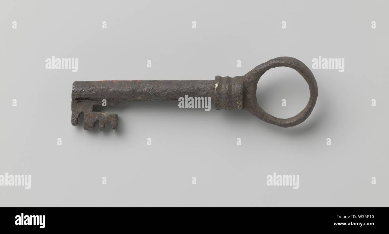 Pipe key, Pipe key with round eye, resting on a deeply grooved key ...