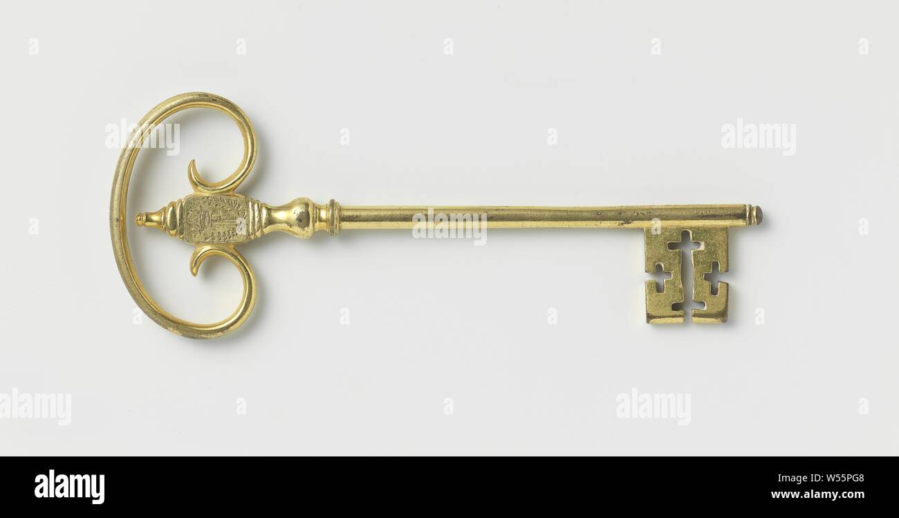 39 keys, so-called chamberlain key of gilt bronze with the crowned ...