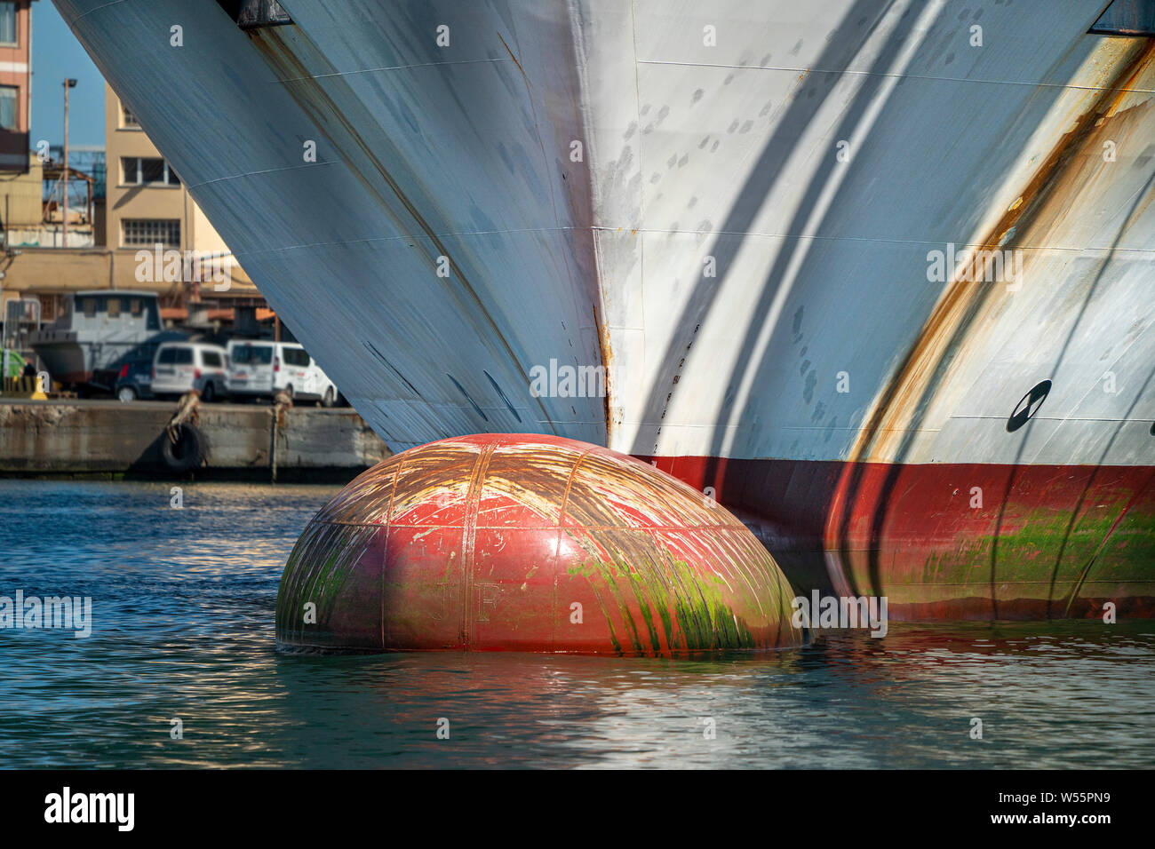 ship prow bow close up detail at sunset harbor operation Stock Photo ...