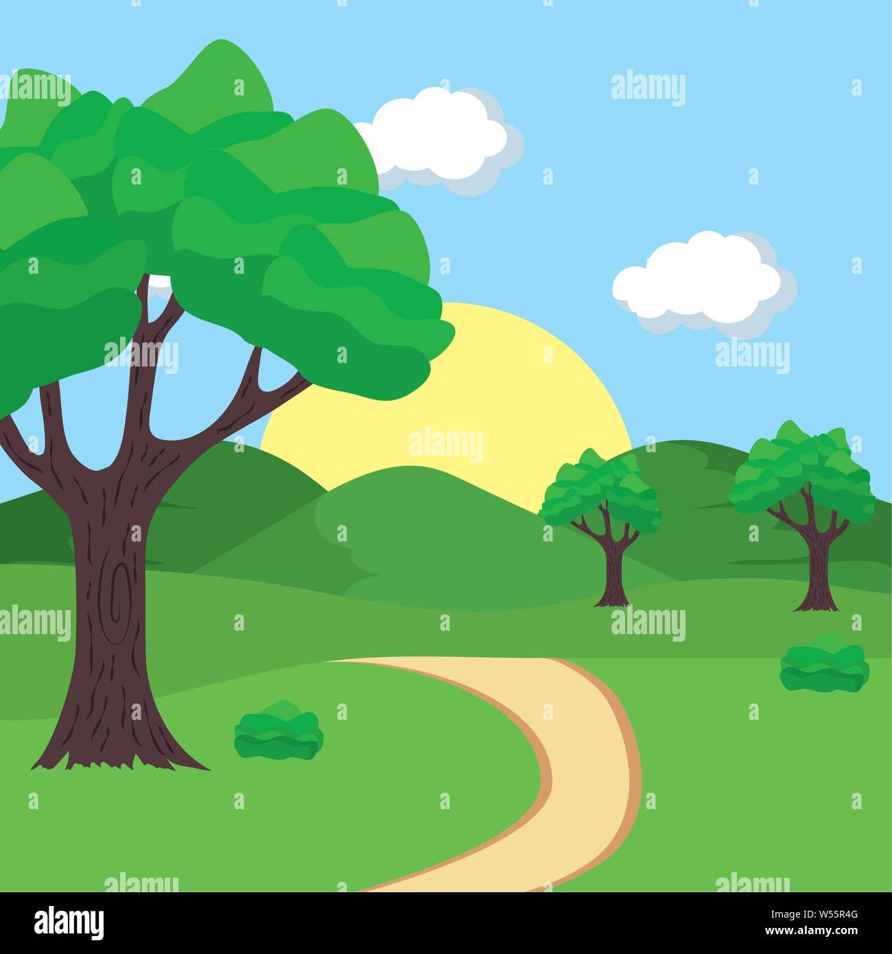 Green forest path sun Stock Vector Images - Alamy