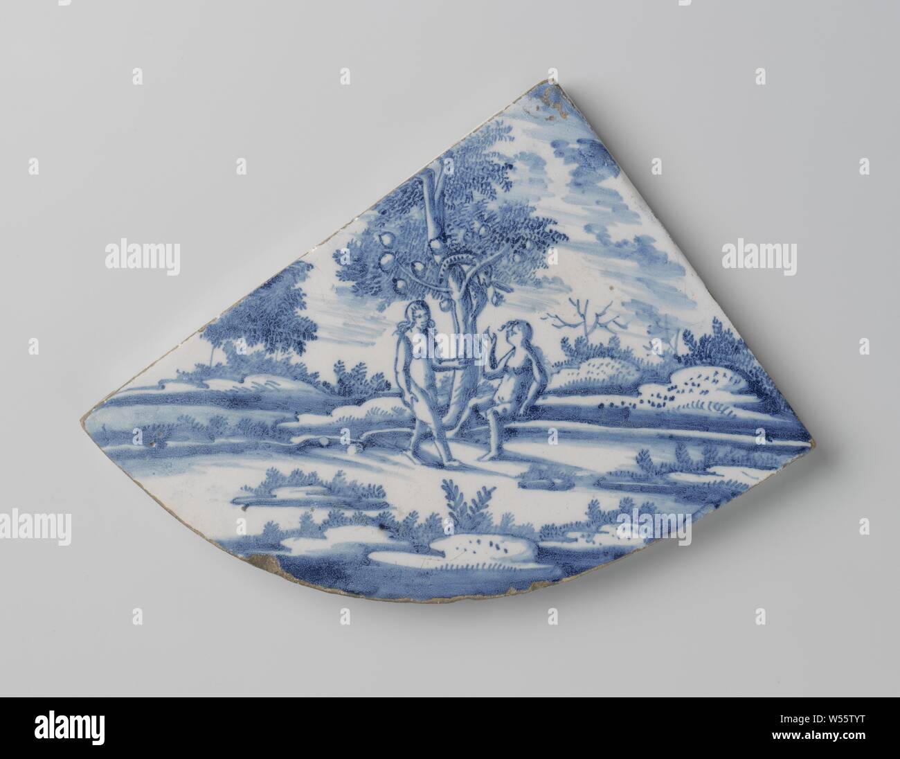 Floor tile with representation Adam and Eve in Paradise, Floor tile of ...