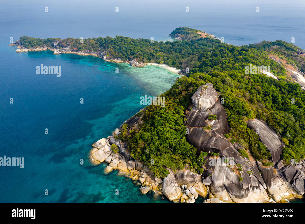 Aerial drone view of a beautiful tropical island in the Mergui ...