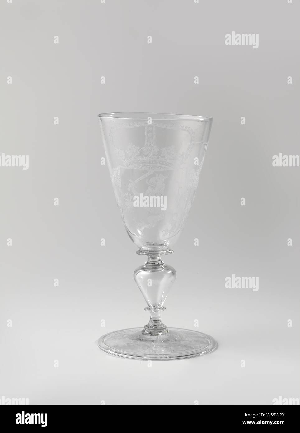 Chalice with the arms of Holland, Flat base with folded rim and pontil ...