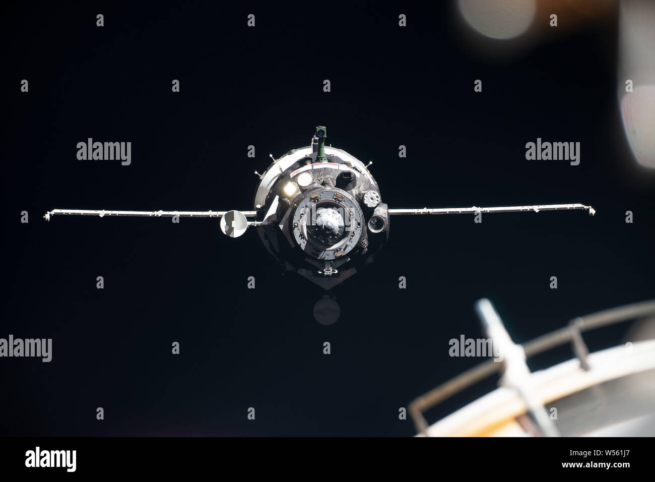 The Russian Soyuz MS-13 crew ship approaches the International Space ...