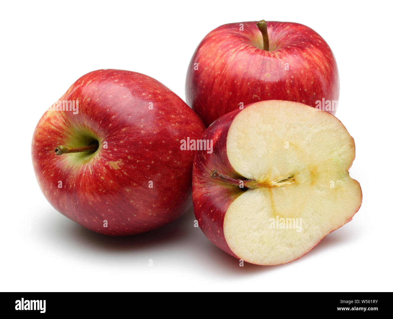 Whole and sliced red apples isolated on white background Stock Photo ...