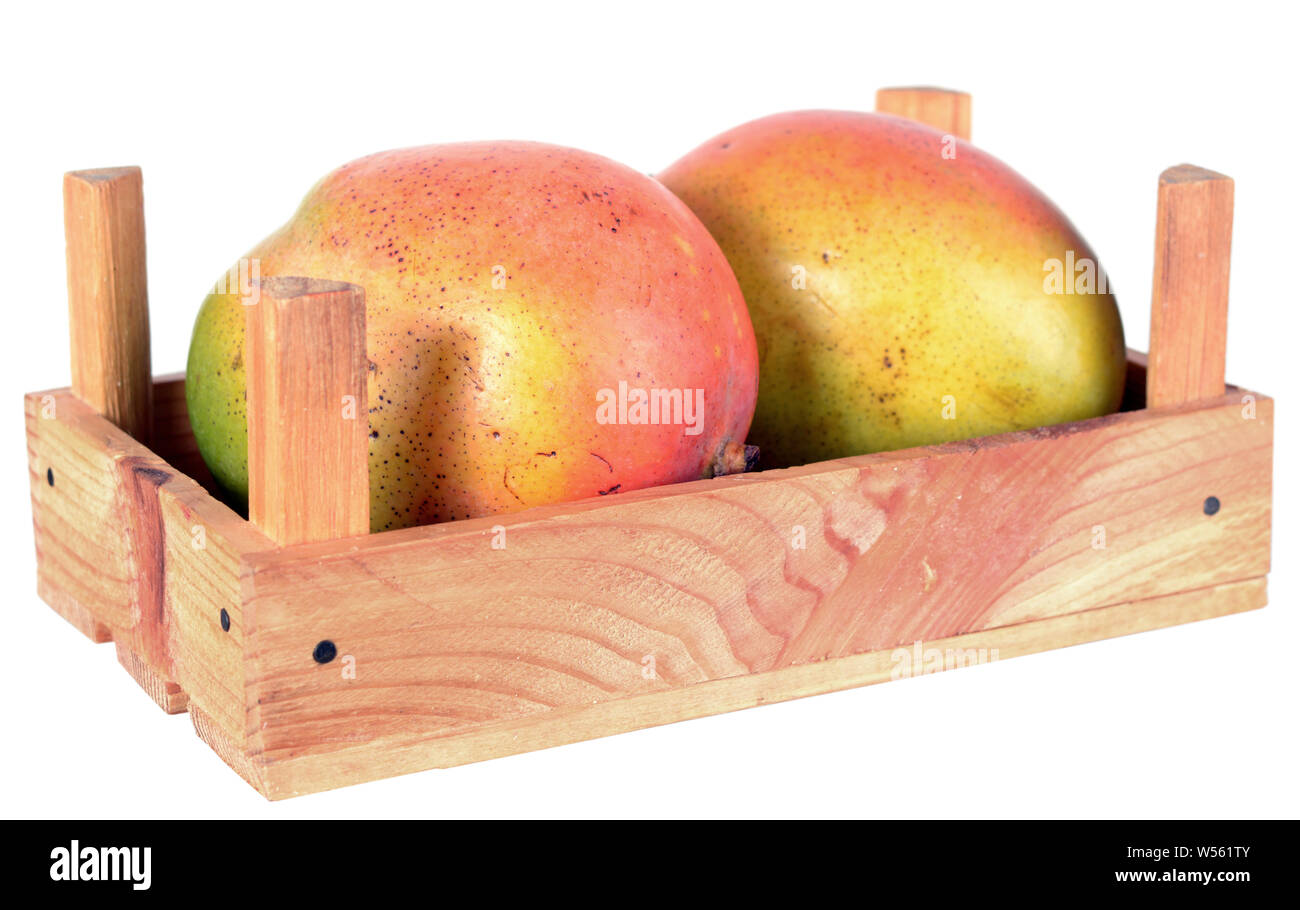 mango in crate isolate on white Stock Photo - Alamy