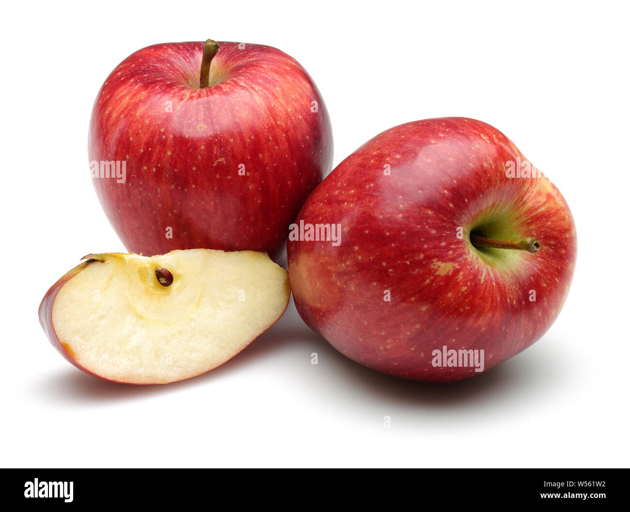 Whole and sliced red apples isolated on white background Stock Photo ...
