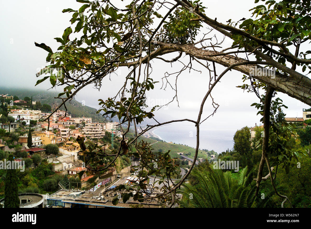 Panoramic view of the city of taormina hi-res stock photography and ...
