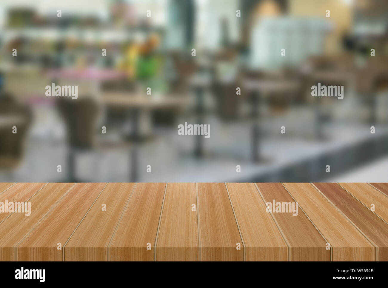 Wooden tables with blurred backgrounds can be used to display or edit ...
