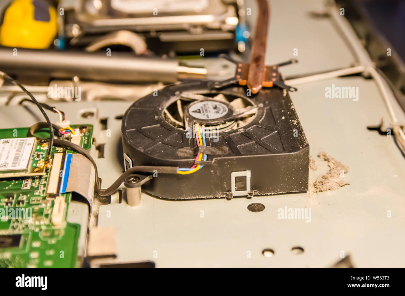 dirty dusty fan of computer monoblock Stock Photo - Alamy