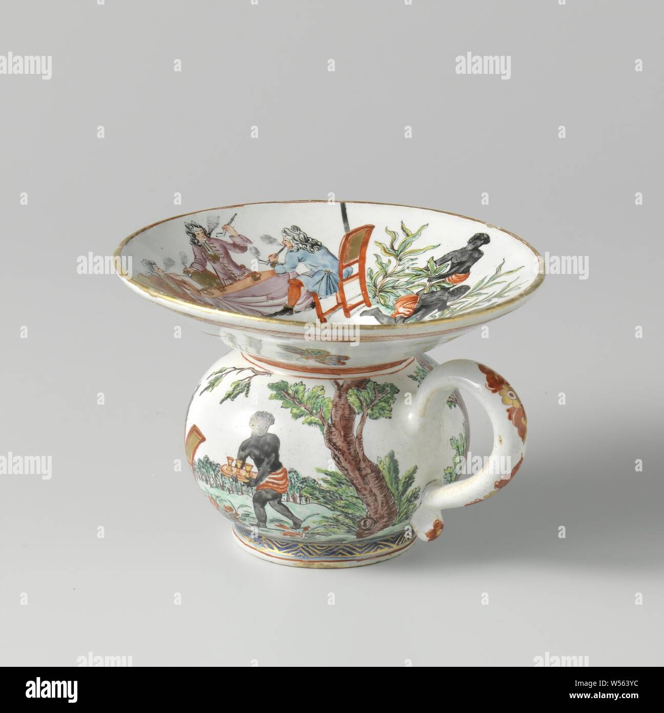 Two spittoons Spittoon, painted with scenes from the tobacco harvest ...