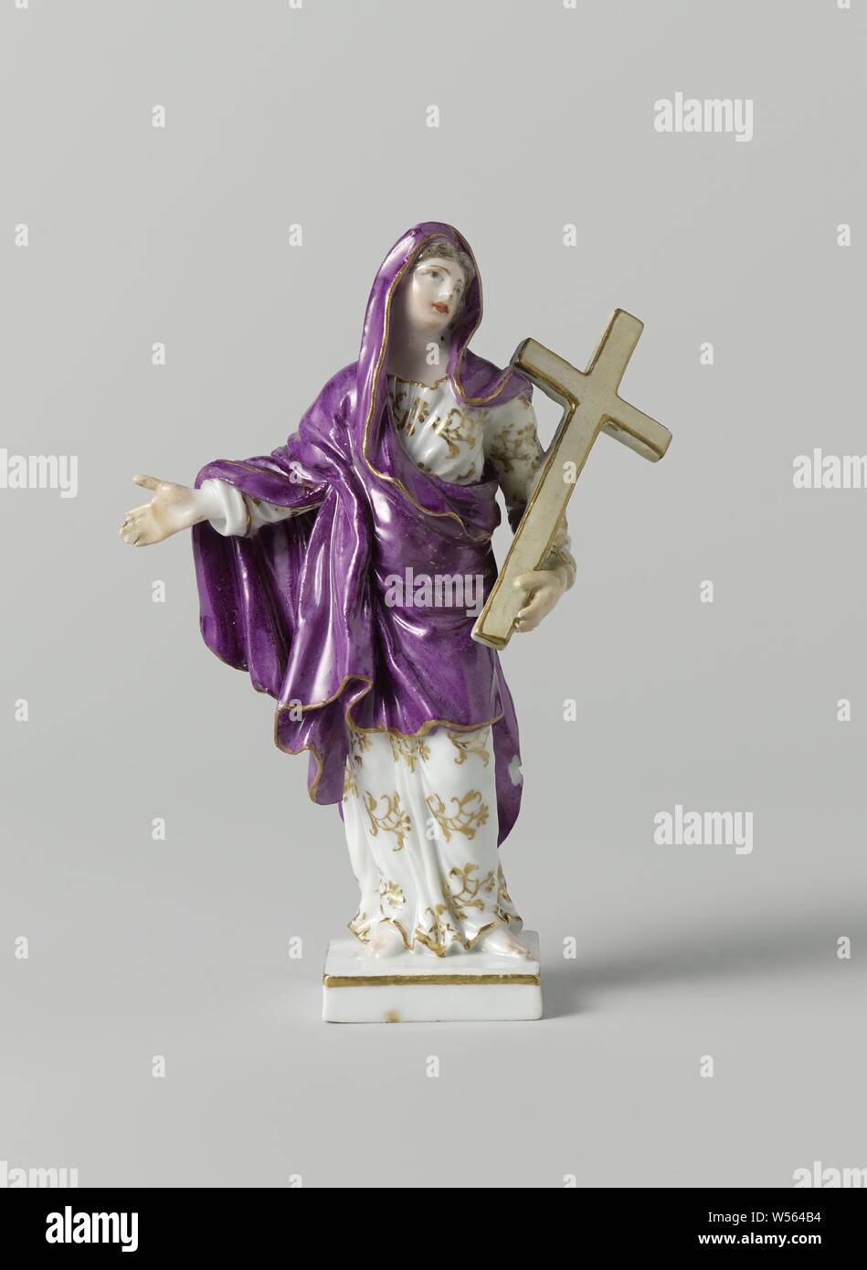 Fides (Faith), Figure of painted porcelain. A woman (Fides) with a ...