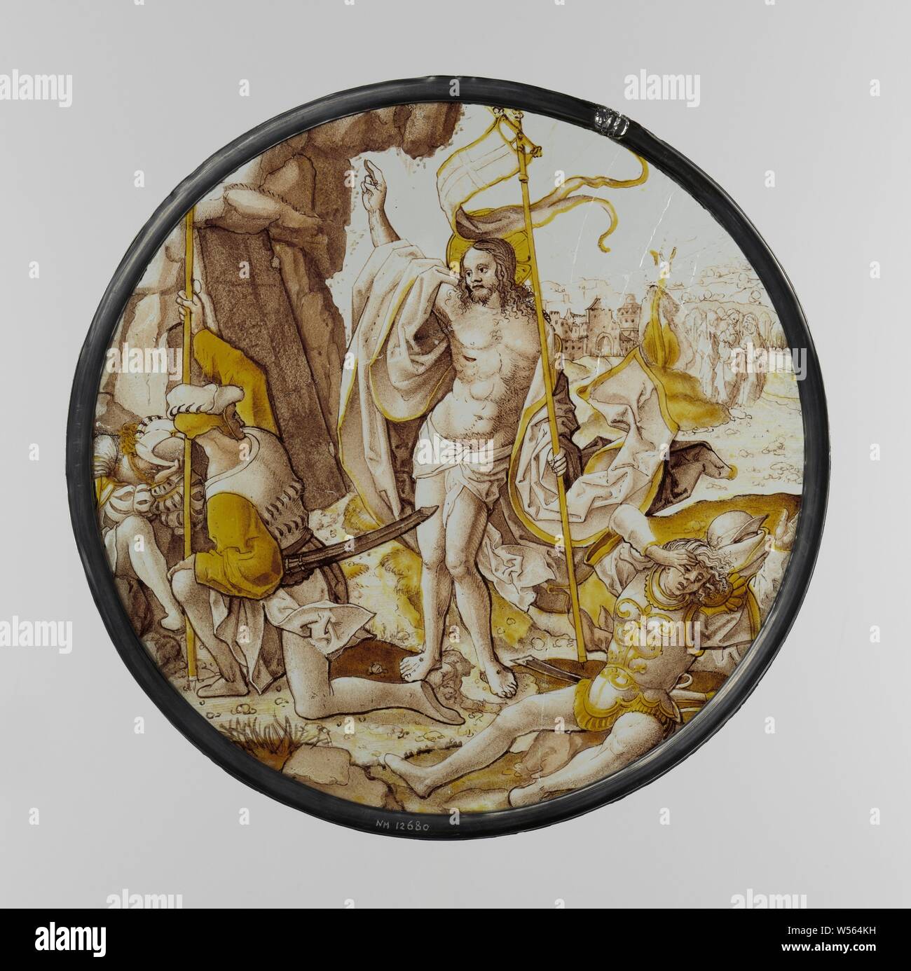 The Resurrection of Christ, Square, round, of stained glass in the ...