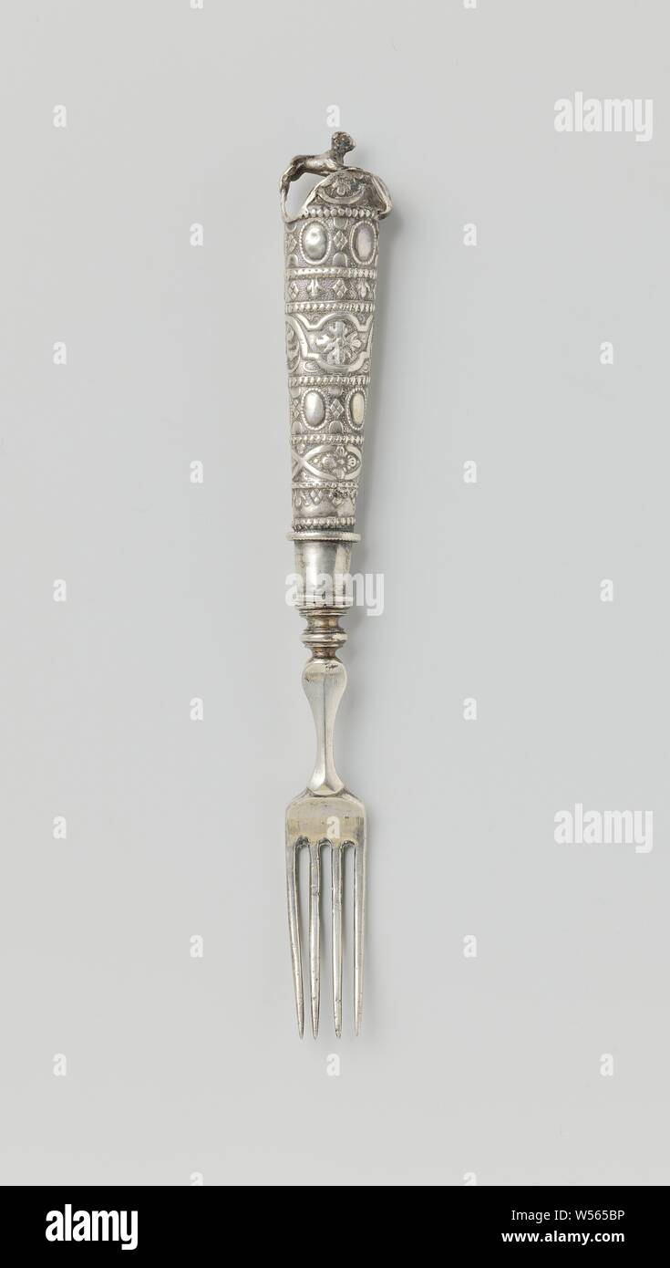 Fork, Fork with die-cut silver handle, with a dog on it, anonymous ...