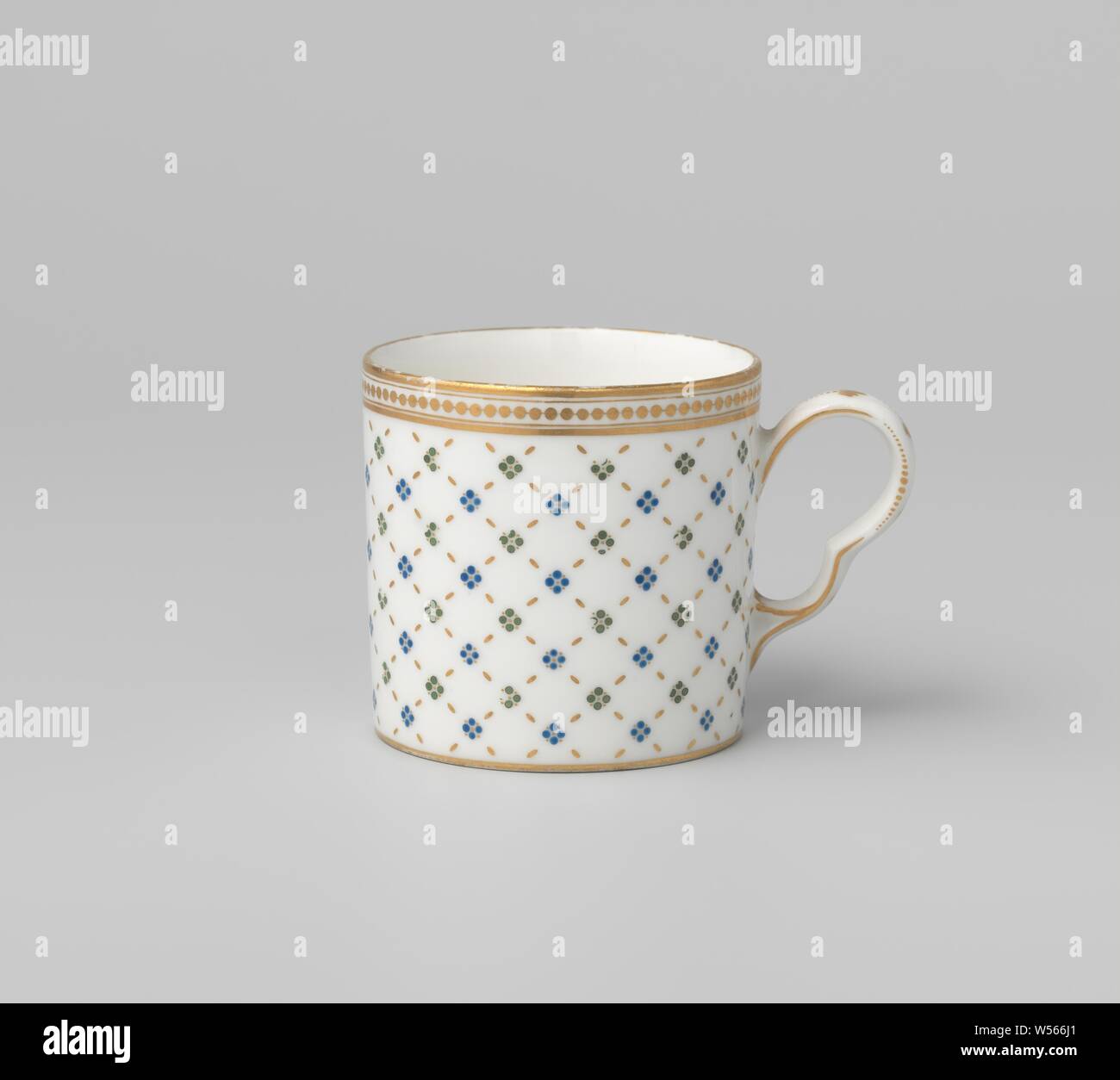 Cup with a lozenge pattern formed by stripes and dots, Porcelain cup ...