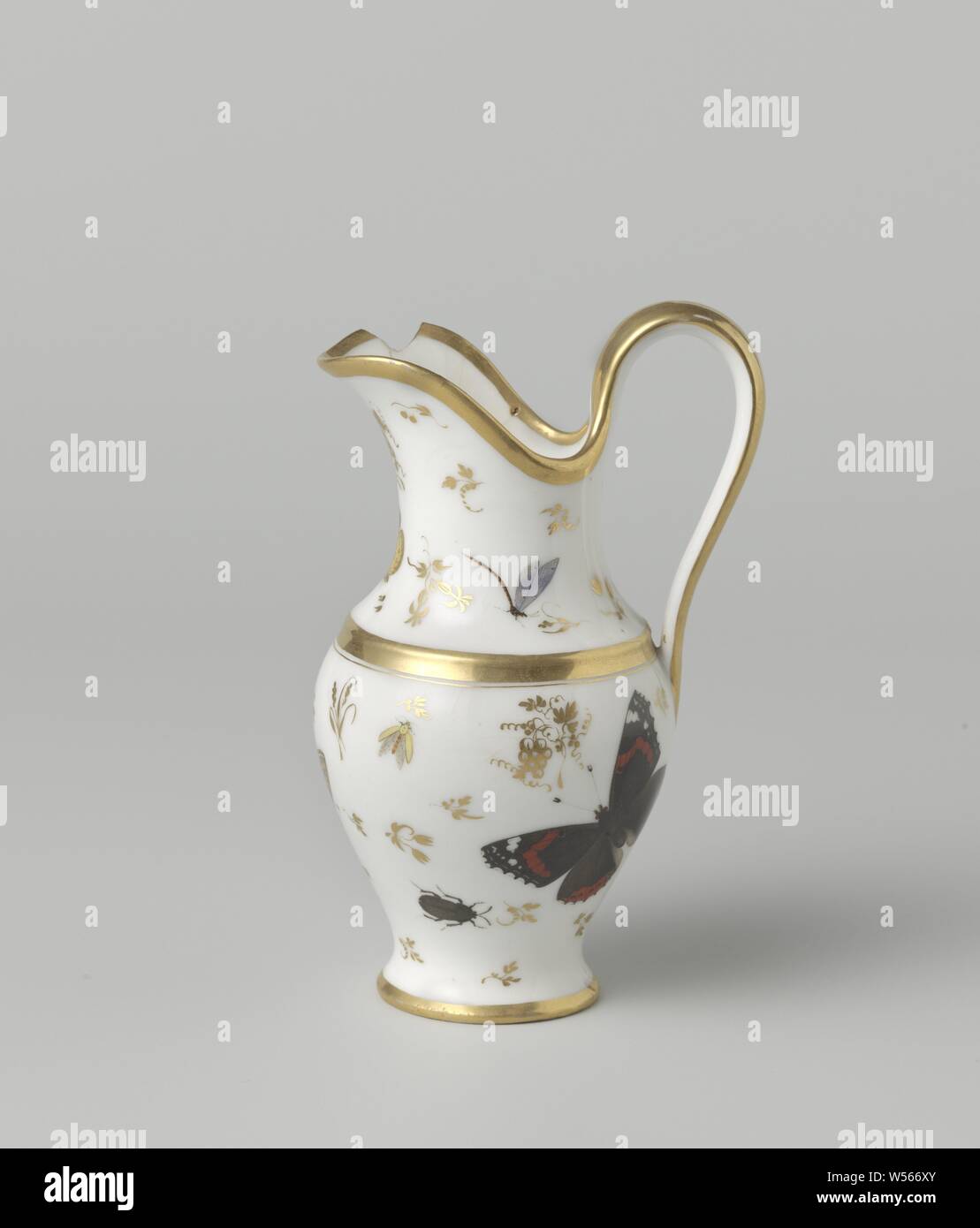 Milk jug with insects, flower sprays and grapevines, Porcelain milk jug ...