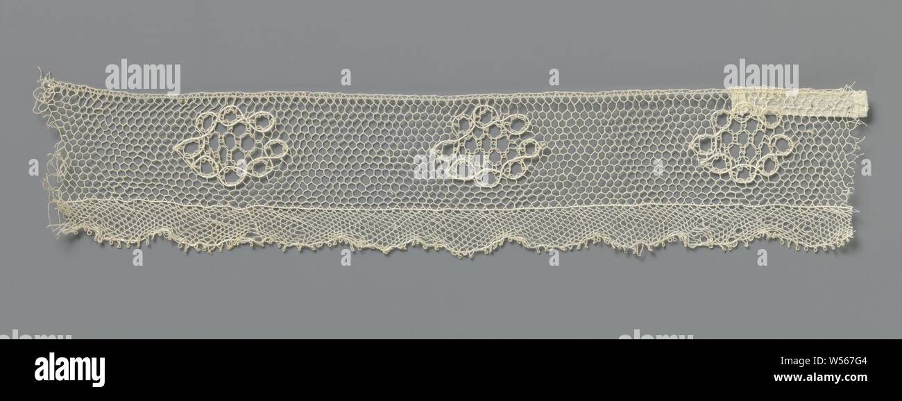 Strip of bobbin lace with rosettes made of circles, Strip of natural ...