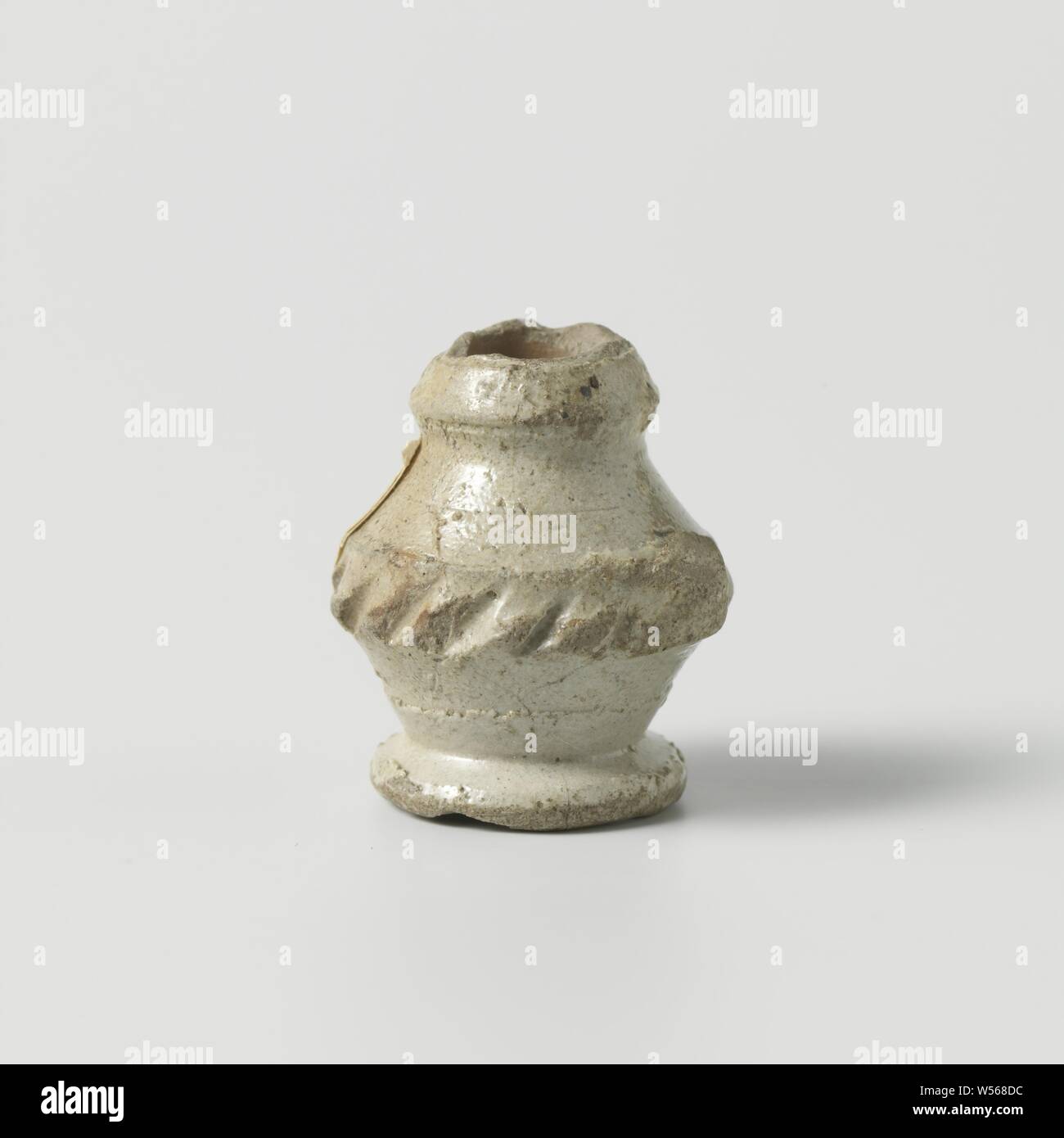 Jug with a ribbed border, Small jug made of stoneware on a stand ring ...