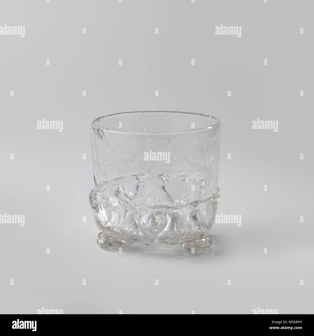 Cup on legs with tendrils, birds and flowers, Cup on three legs ...