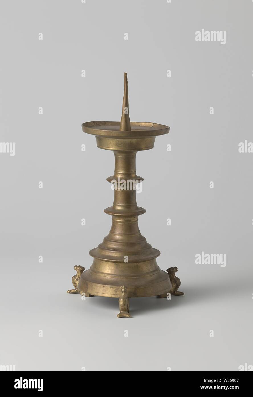Candlestick carried by three fantasy animals, The object is composed of ...