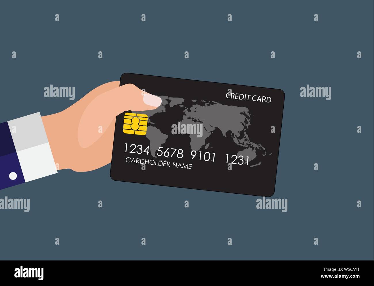 Hand holding credit card. Financial and online payments concept. Vector ...