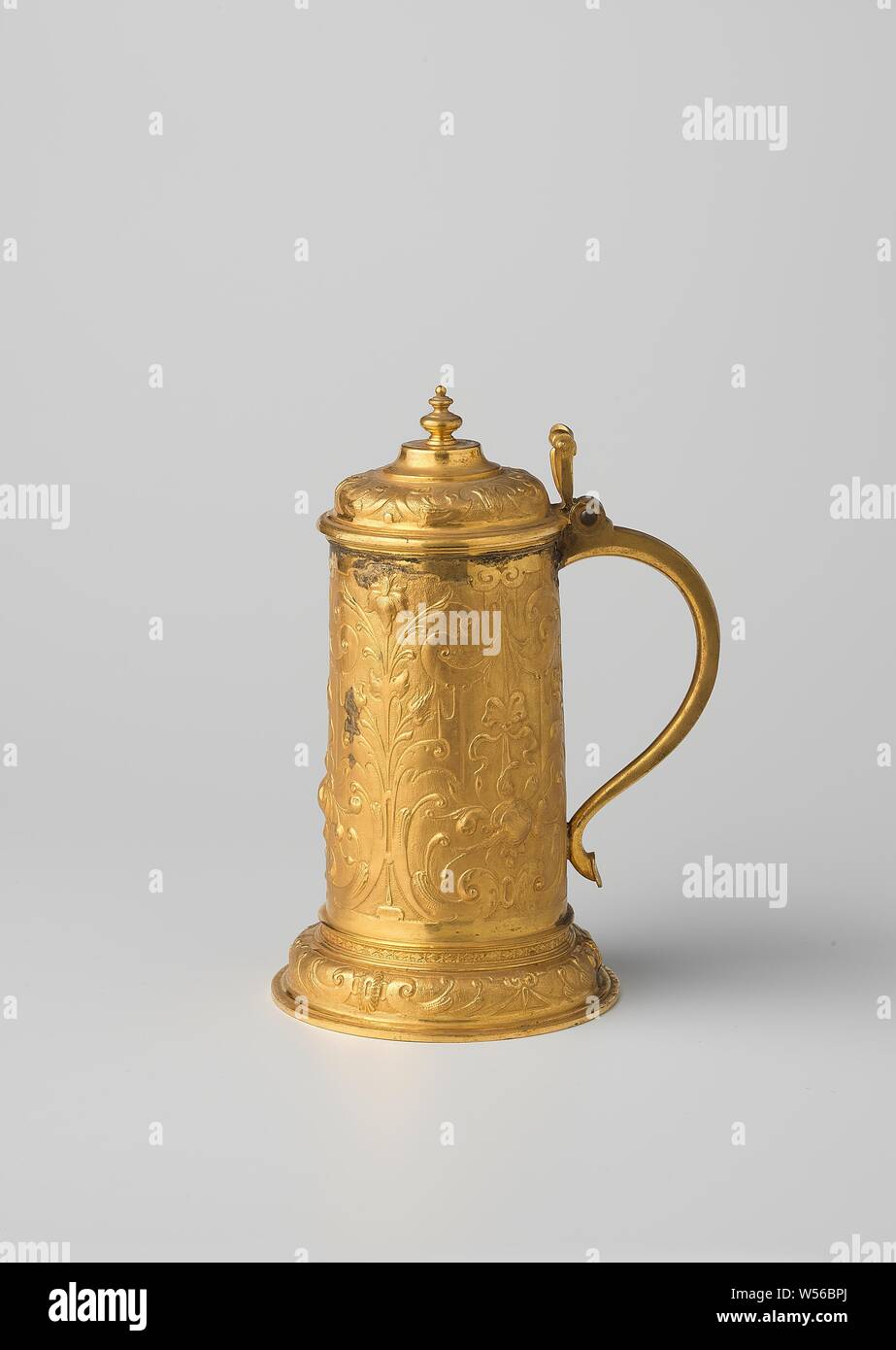 Galvanoplastic reproduction of a drinking jug decorated with flowers ...