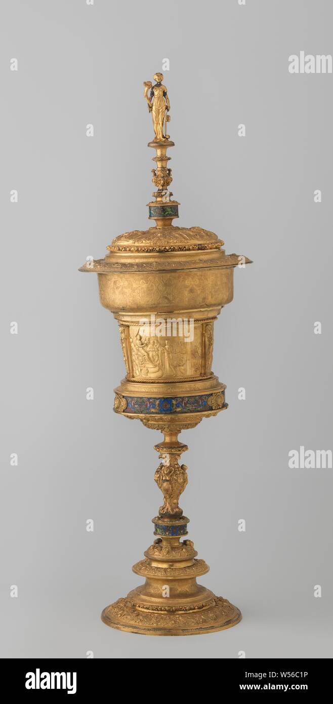 Galvanoplastic reproduction of a jar with lid decorated with bandwork ...