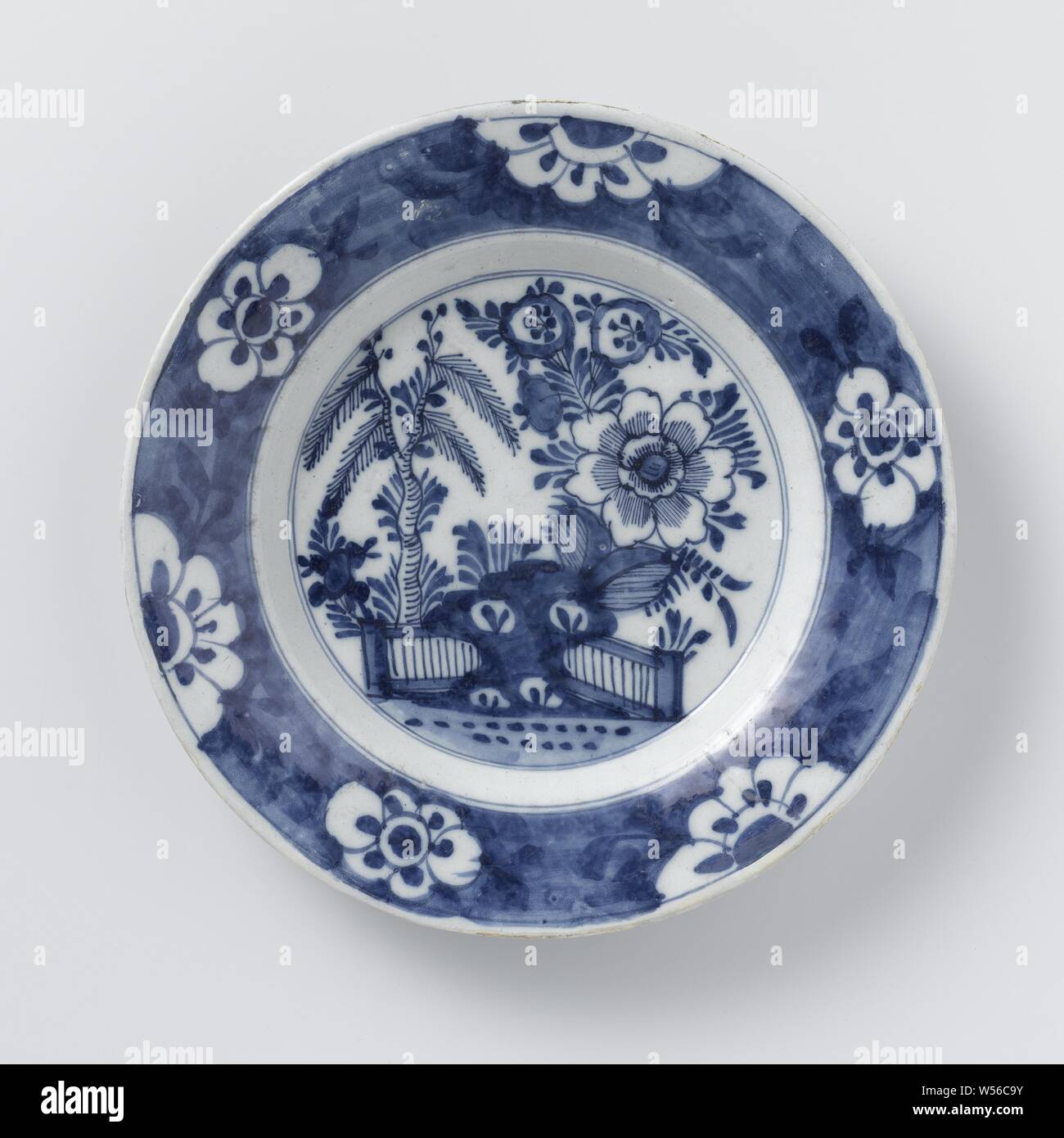 Plate of faience, Plate of faience. Painted blue with flower ...
