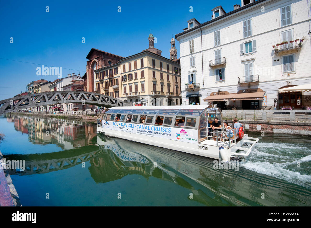 Italy, Lombardy, Milan, Naviglio Grande Canal, Tourist Trip by Boat ...