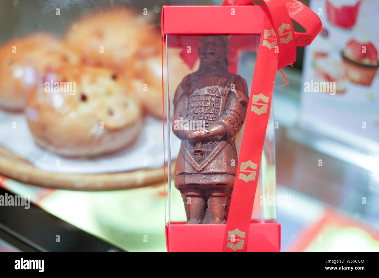 A Terracotta Warriors-shaped chocolate is for sale at a hotel in Xi'an ...