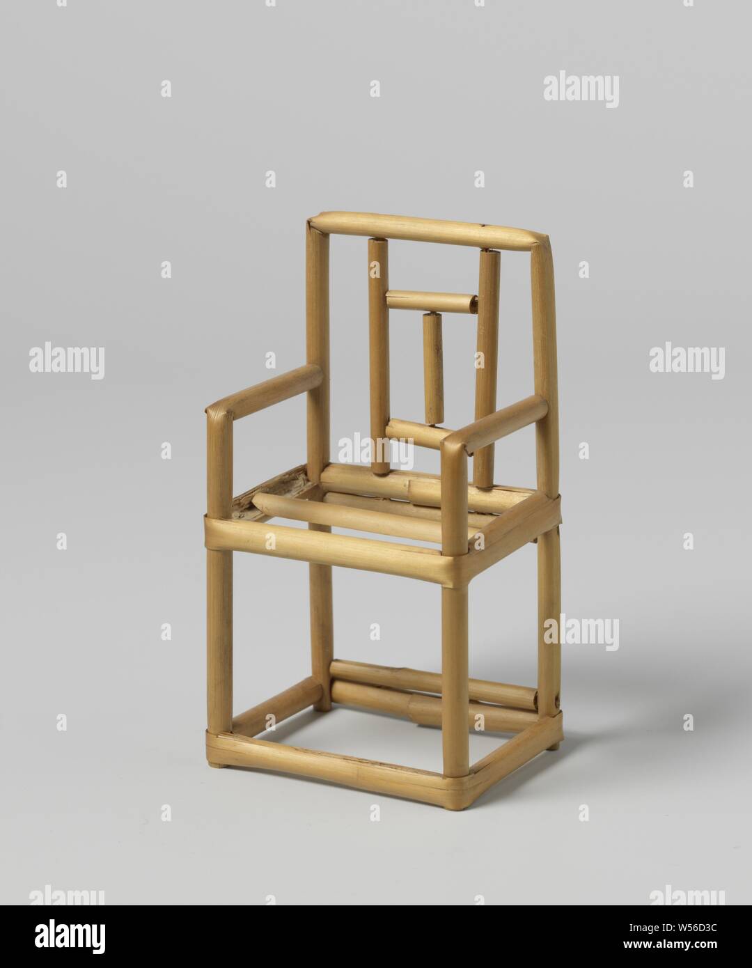 Chair of wicker, with geometric motifs, Chair made of curved, reed rods ...