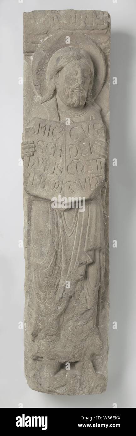 Relief with St James, Jacobus is head-to-front with his head. He holds ...